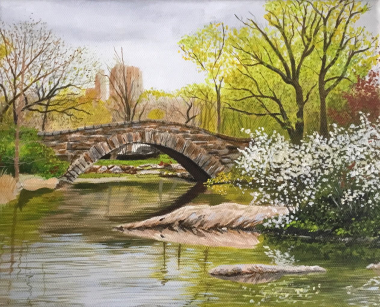 ruben ruiz original painting, central park, NY by Ruben Ruiz - For Sale ...