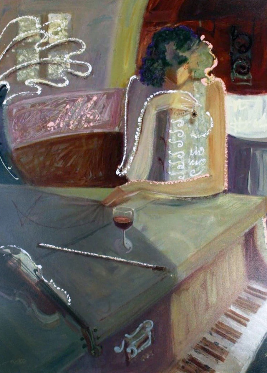 Sabzi Untitled Painting, musical instruments, portrait of a woman by ...