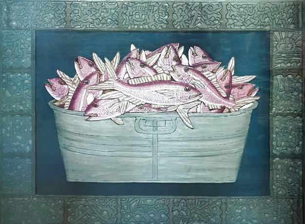 Untitled (Red Snapper in Barrel) Limited Edition Lithograph by Mario ...
