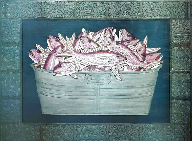 Untitled (Red Snapper in Barrel) Limited Edition Lithograph by Mario ...