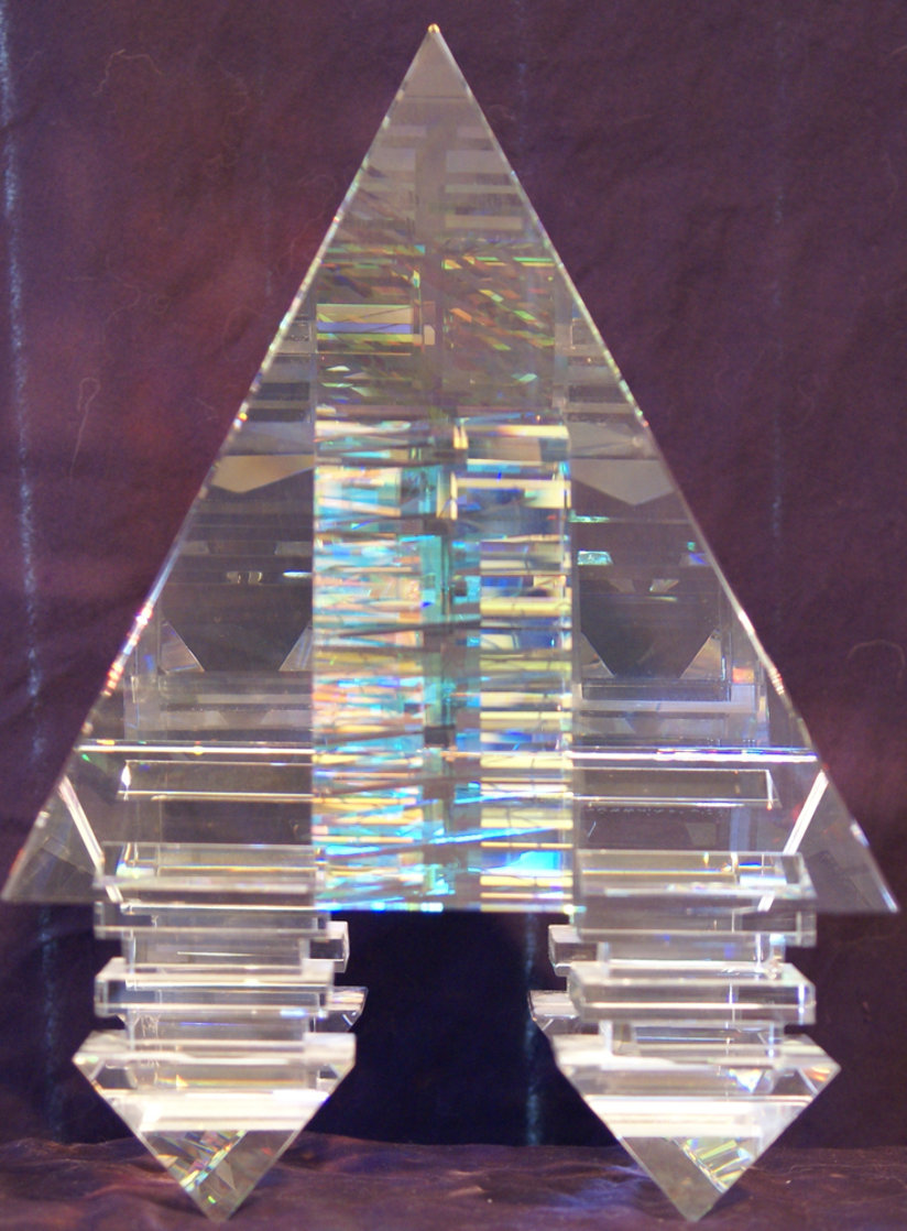 Suspended Pyramid Glass Sculpture 2003 12 in by Toland Sand