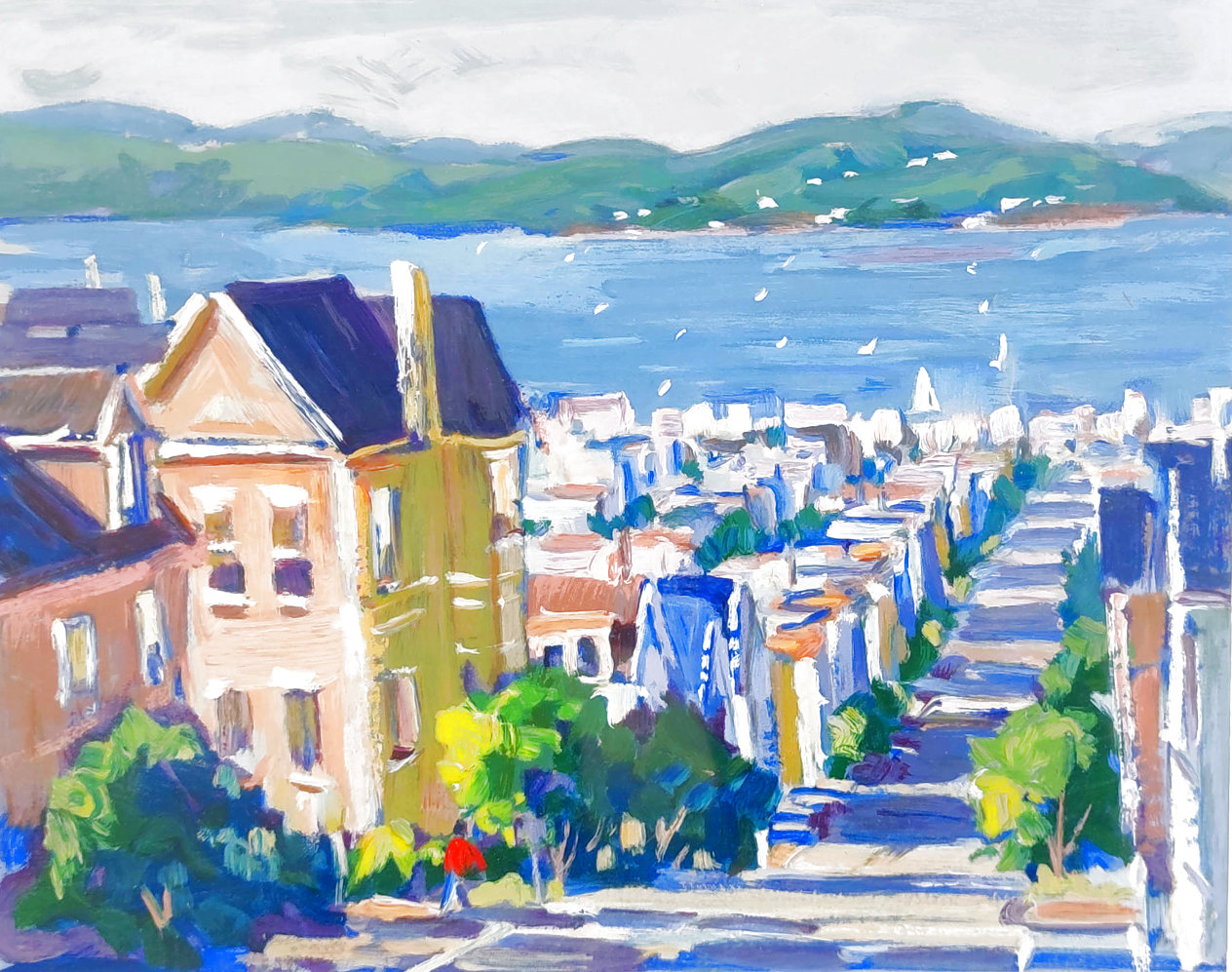 Bay View Place Serigraph 10x12 by Bill Schmidt - For Sale on Art Brokerage