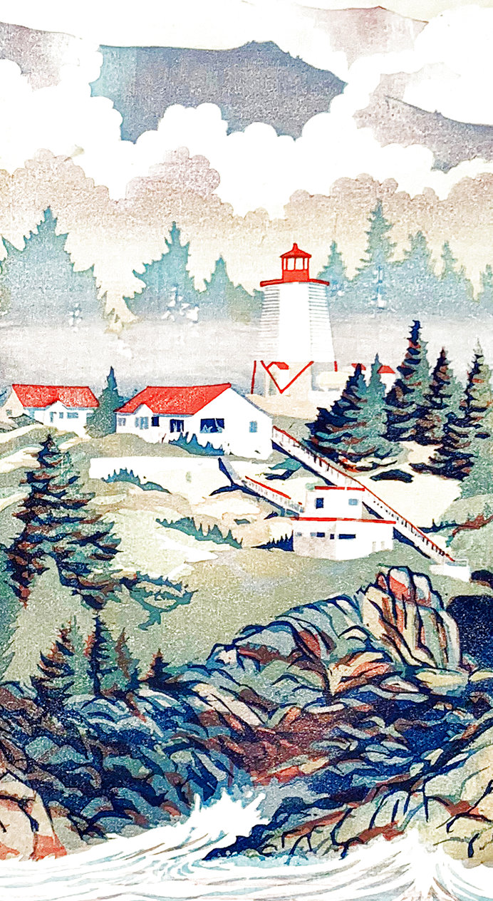 Cape Beale Lighthouse AP 1995 Mokuhanga Woodblock Print 16x11 by Graham ...