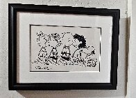 Sally, Linus, Charlie Brown, Lucy, Snoopy, Woodstock Pen Drawing by ...