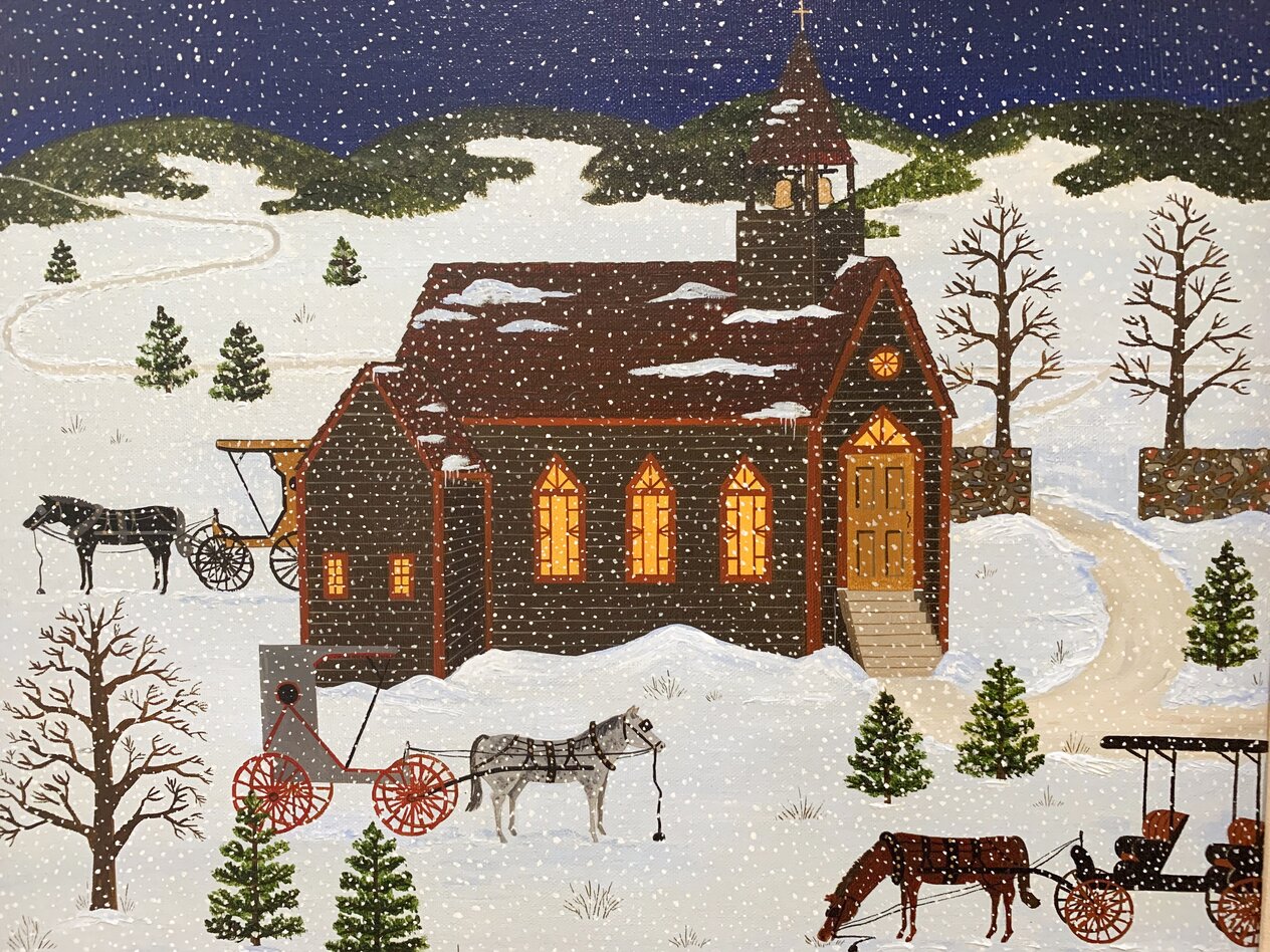 Winters Night At Church 1976 Oil on Canvas by Jane Wooster Scott - For ...