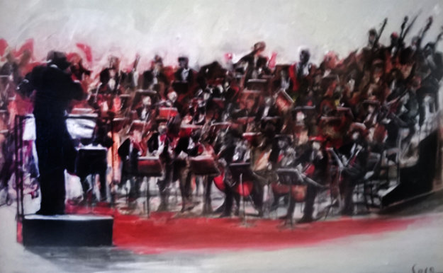 Trombone 2003 48x24 by Ernesto Seco