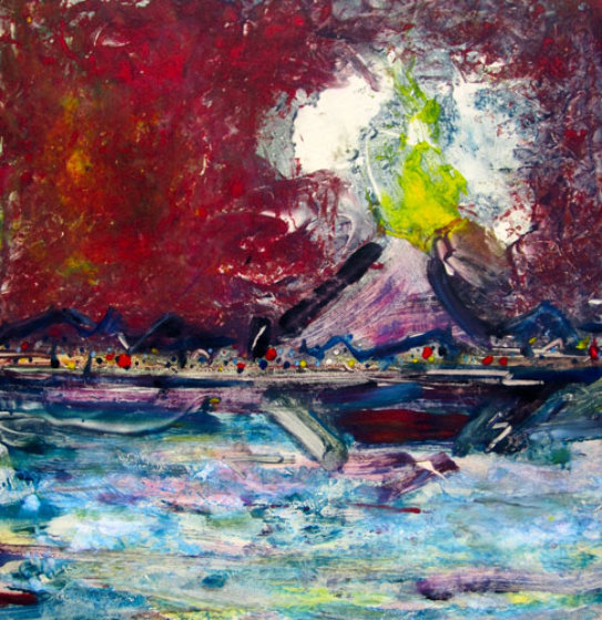 Etna Volcano Monotype 2008 30x23 - Sicely, Italy by Arthur Secunda ...