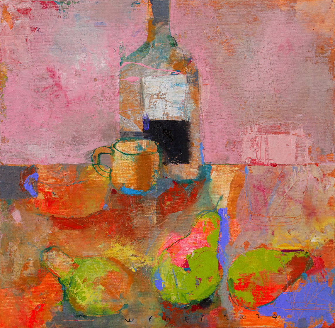 Three Pears 2020 Mixed Media Canvas 20x20 by Victor Sheleg