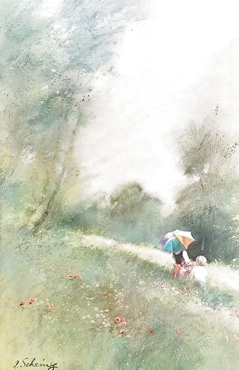 Spring Showers Lithograph on Canvas by Adolf Sehring - For Sale on Art ...