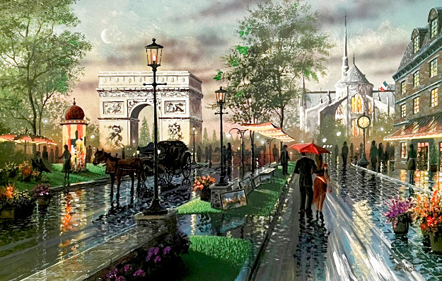 Paris Walk Spring Lithograph on Canvas 11x17 by Kenneth Shotwell - For ...