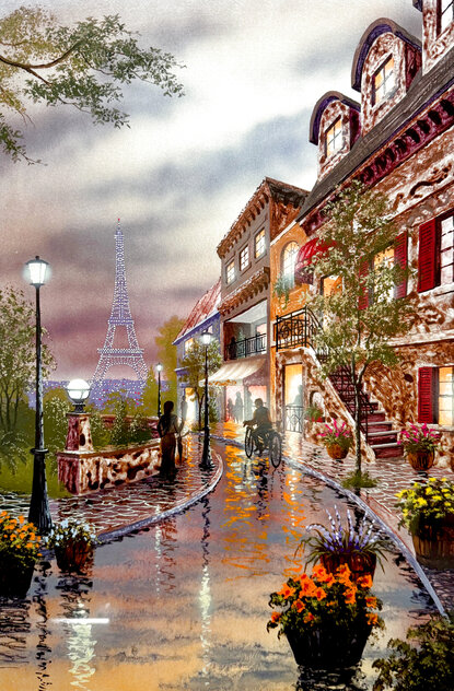 Paris Walk Spring Lithograph on Canvas 11x17 by Kenneth Shotwell - For ...