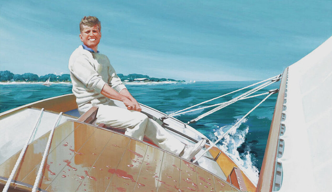 President John Kennedy Sailing 1958 Mixed Media by Charles Showalter ...