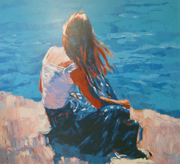 Nicola Simbari, Les Parapluies 1980, print by Nicola Simbari