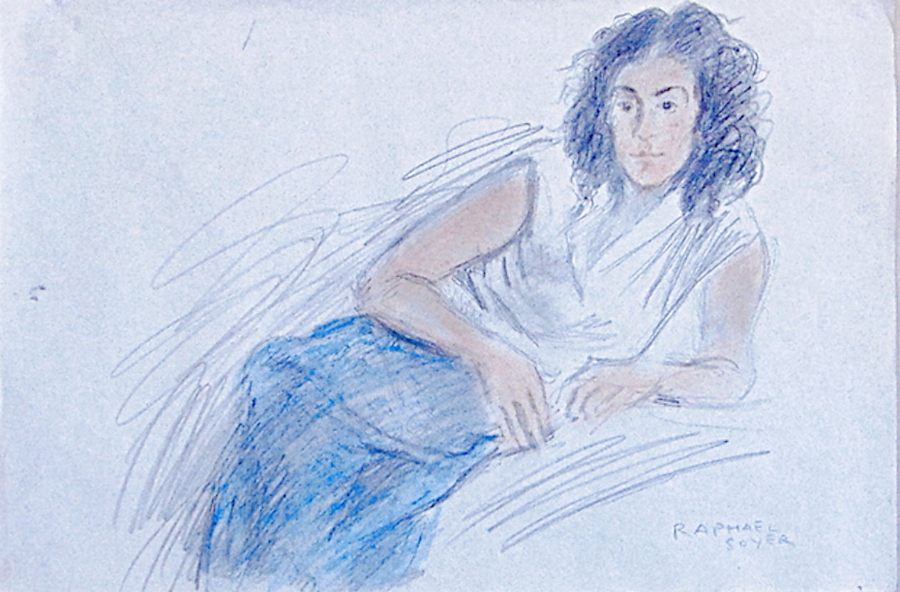Untitled Portrait Mixed Media 8x12 by Raphael Soyer - For Sale on Art ...