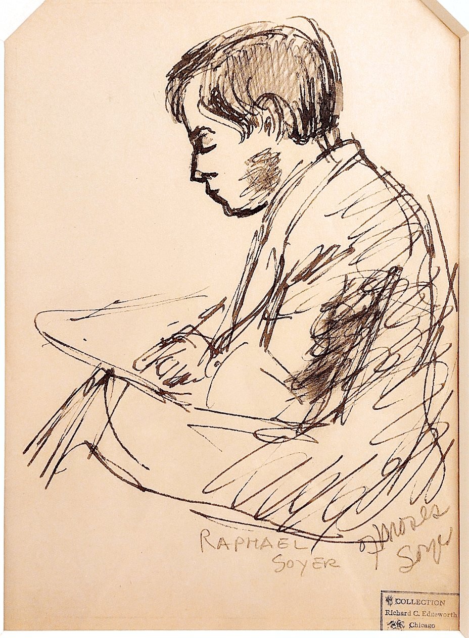 Moses Soyer Mixed Media Drawing by Raphael Soyer - For Sale on Art Brokerage