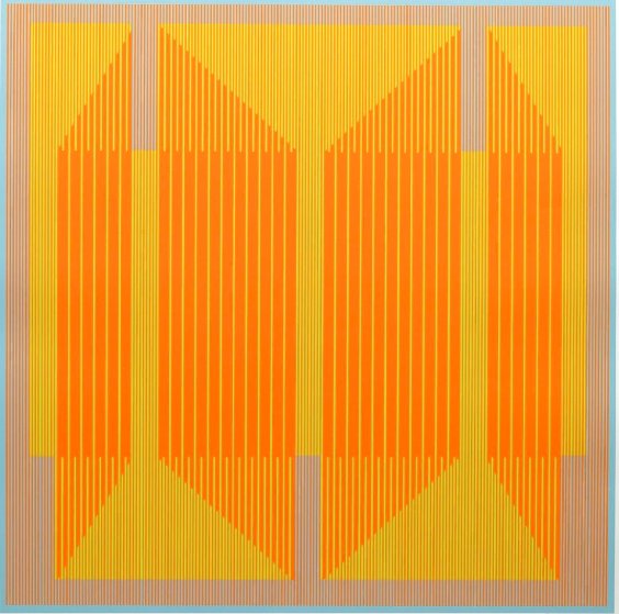 Conferring Blue 1981 25x25 by Julian Stanczak
