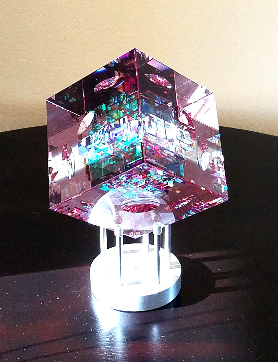 Rose Spectrum Crystal Cube Sculpture 2016 5 in by Jack Storms - For Sale on Art Brokerage