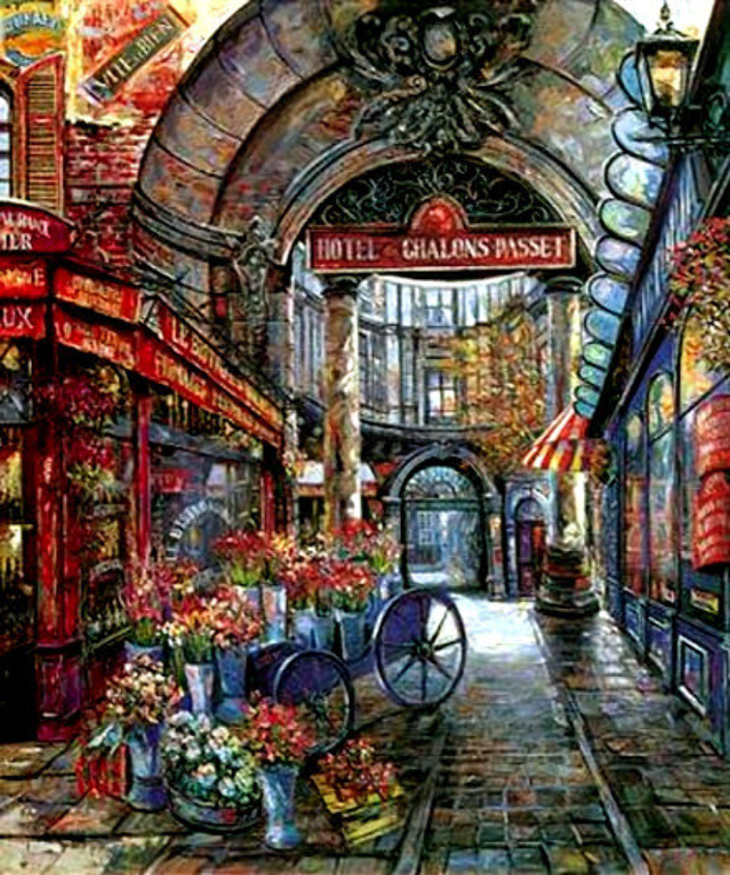 Hotel De Chalons Passet PP Serigraph on Canvas 36x30 by Vadik Suljakov - For Sale on Art Brokerage