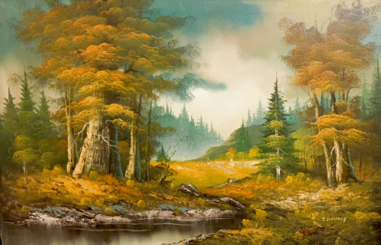 Untitled Landscape Oil on Canvas 25x35 by Charles Summey - For Sale on ...