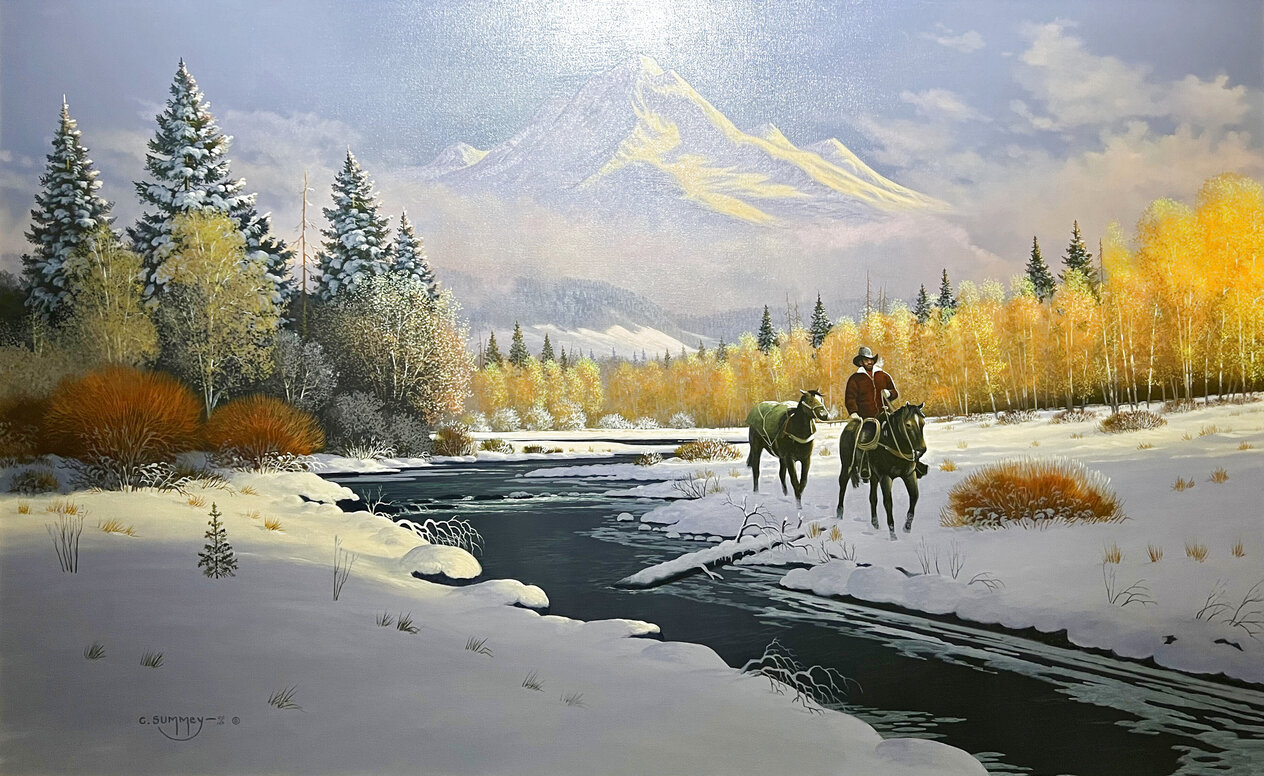 Untitled Winter Landscape Framed Oil on Canvas by Charles Summey - For ...