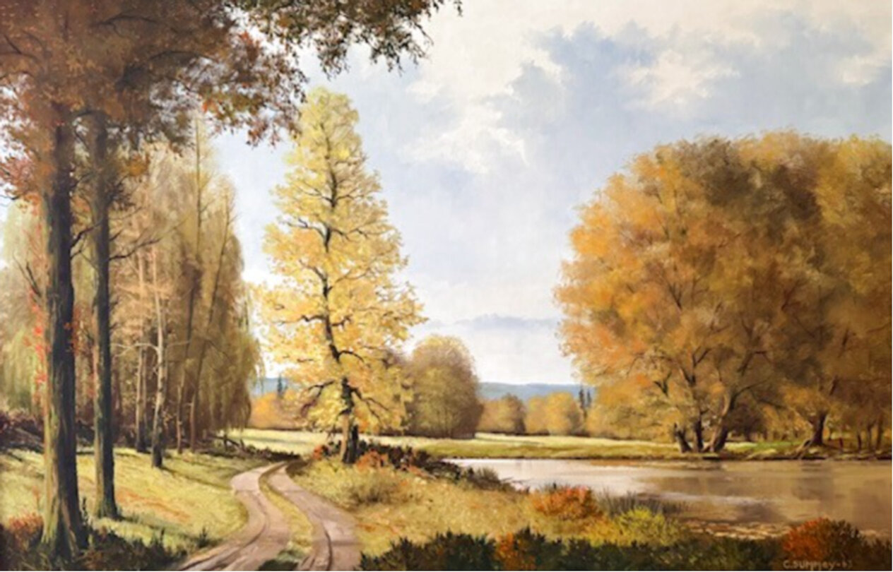 Untitled Autumn Landscape 1963 Framed Oil on Canvas 24x36 by Charles ...