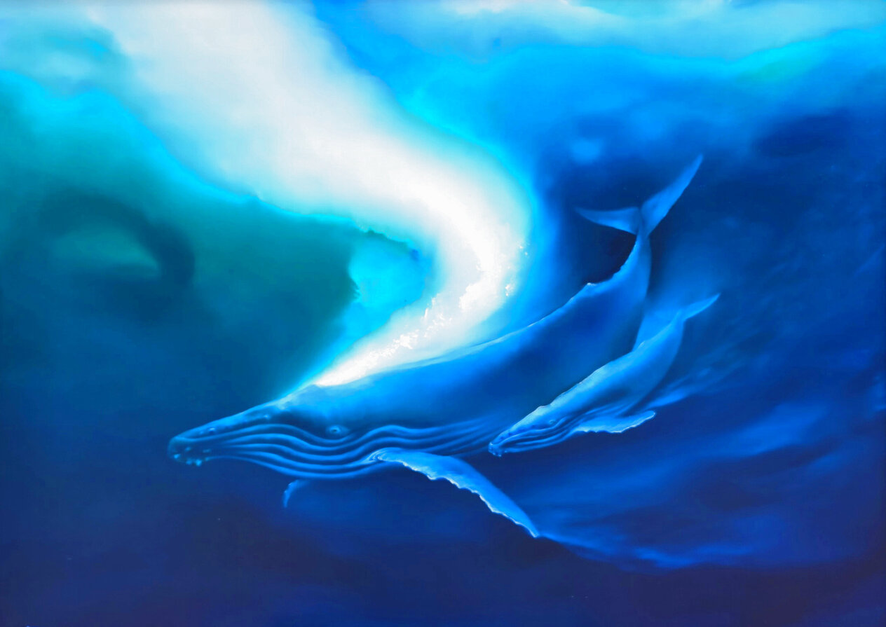 Two Humpbacks 1982 Oil on Canvas by George Sumner - For Sale on Art ...