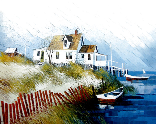 Beach House 1979 Oil on Canvas 24x30 by Albert Swayhoover - For Sale on ...