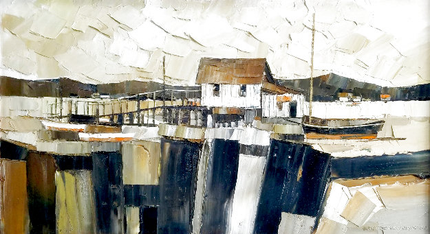 Peconic View AKA Bayside Dock 1967 Oil on Canvas 23x36 by Albert Swayhoover - For Sale on Art ...