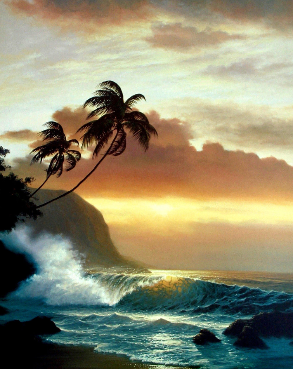 Trail of Gold AP 1993 Seascape by Roy Tabora - For Sale on Art Brokerage