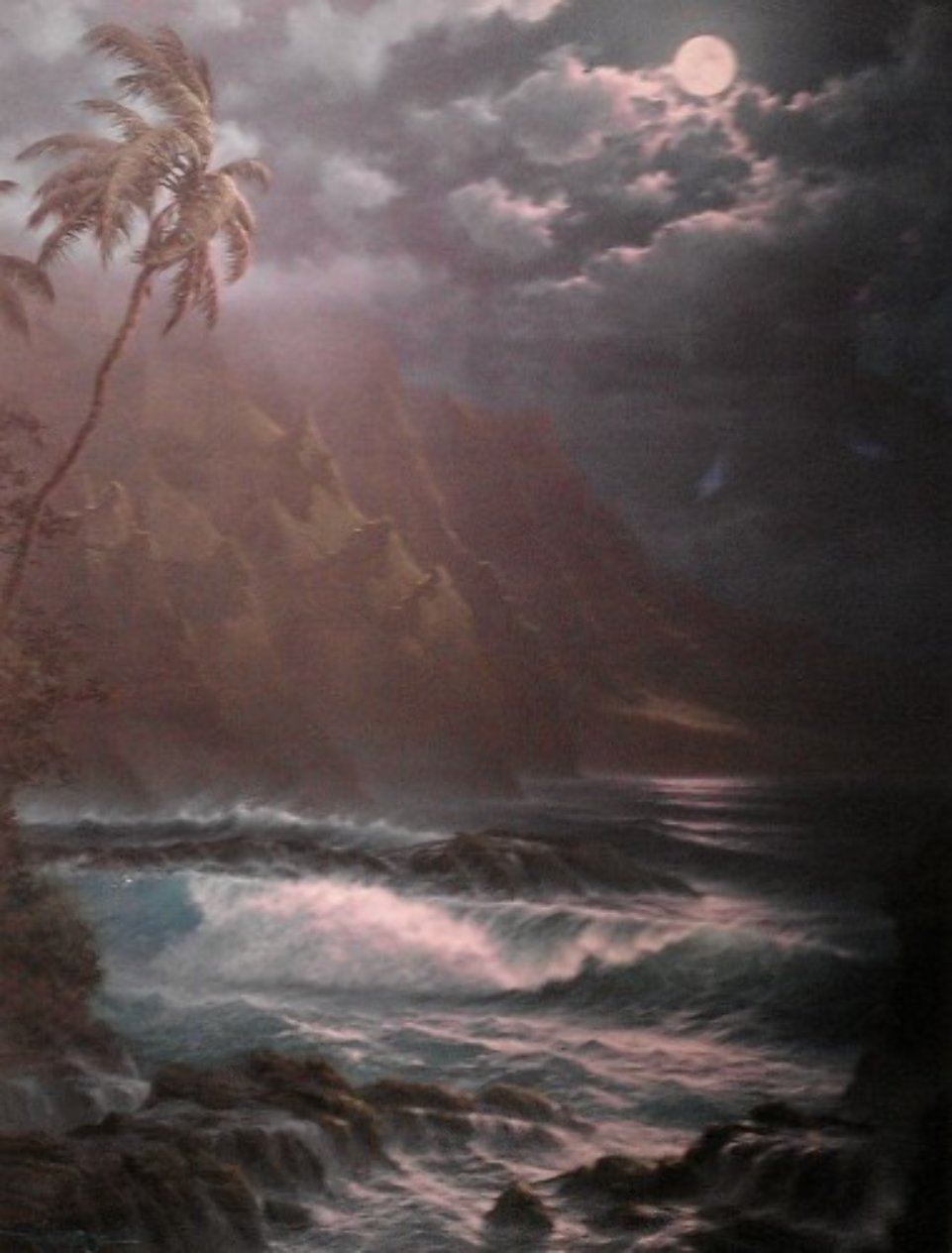 Moonlight Rhapsody Hawaii - Koa Frame by Roy Tabora - For Sale on Art ...