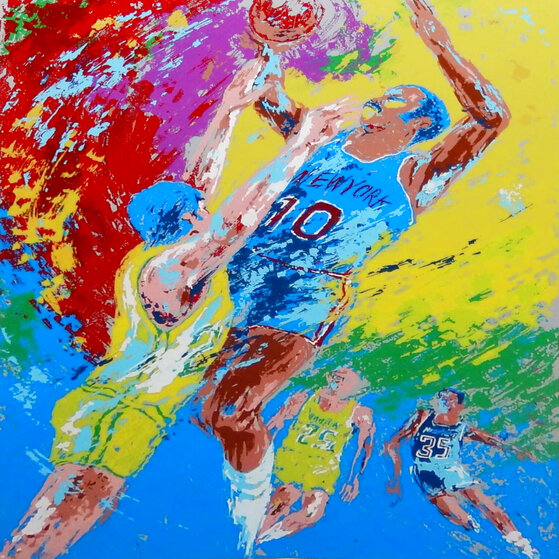 New York Basketball Game Limited Edition Serigraph by Ted Tanabe - For Sale on Art Brokerage