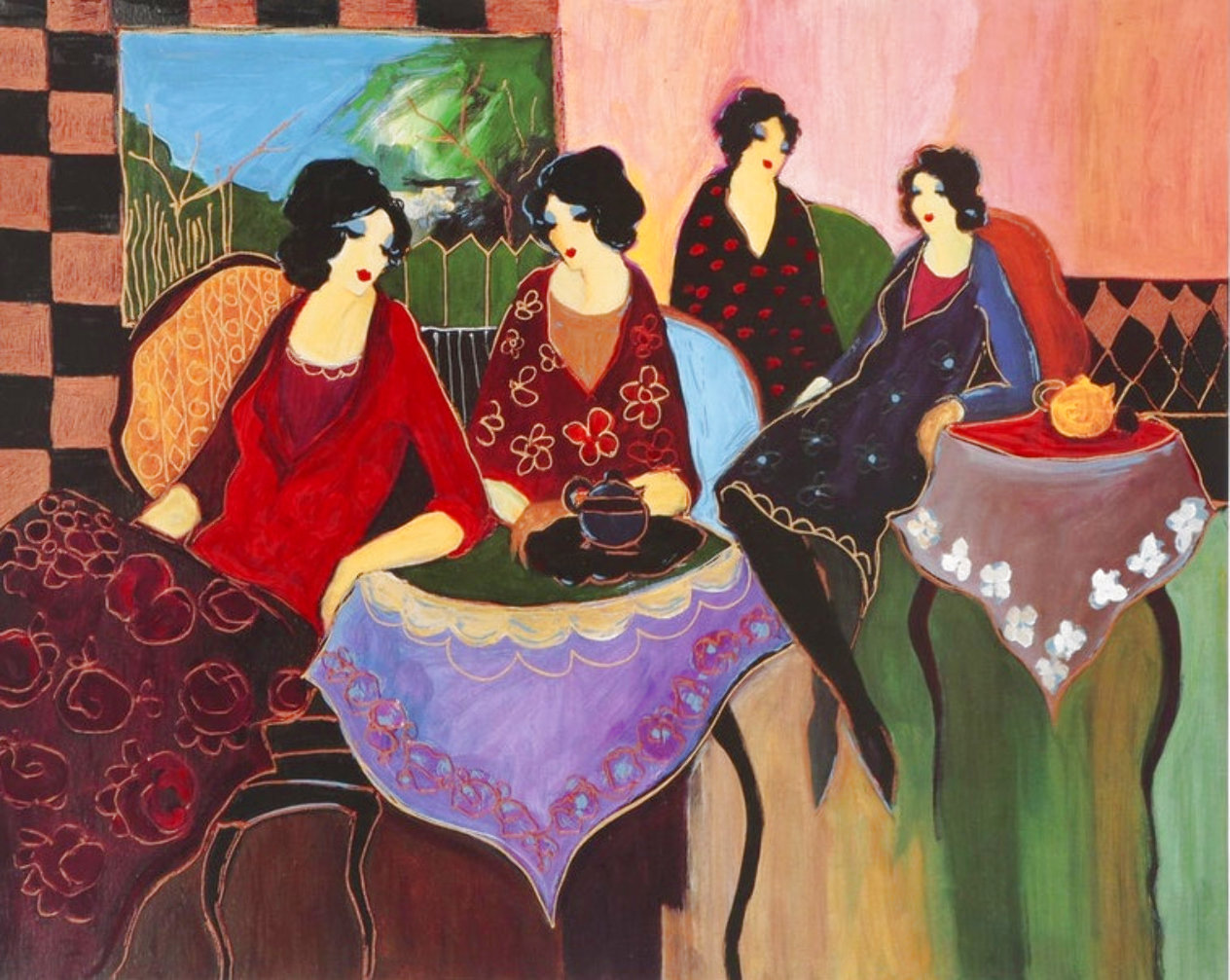 Two By Two Serigraph 18x21 by Itzchak Tarkay - For Sale on Art Brokerage