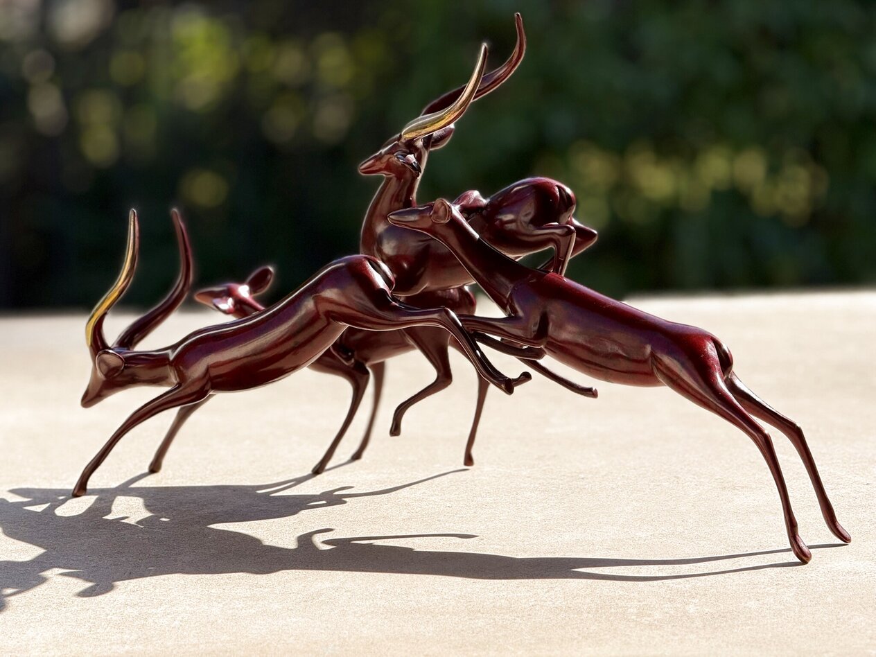 Impalas Leaping x4 Limited Edition Bronze Sculpture by Loet Vanderveen ...
