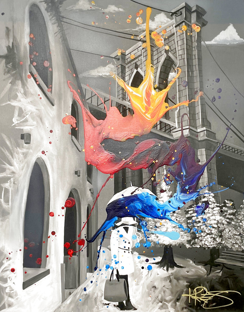 A Beautiful Day at Dumbo 2020 Mixed Media on Canvas by Kevin "Kre8 ...