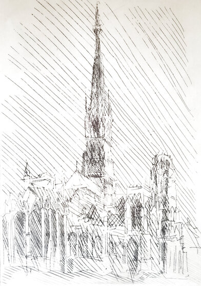 Rouen Cathedral (La Cathédrale De Rouen) 1948 Etching 12x8 by Jacques ...