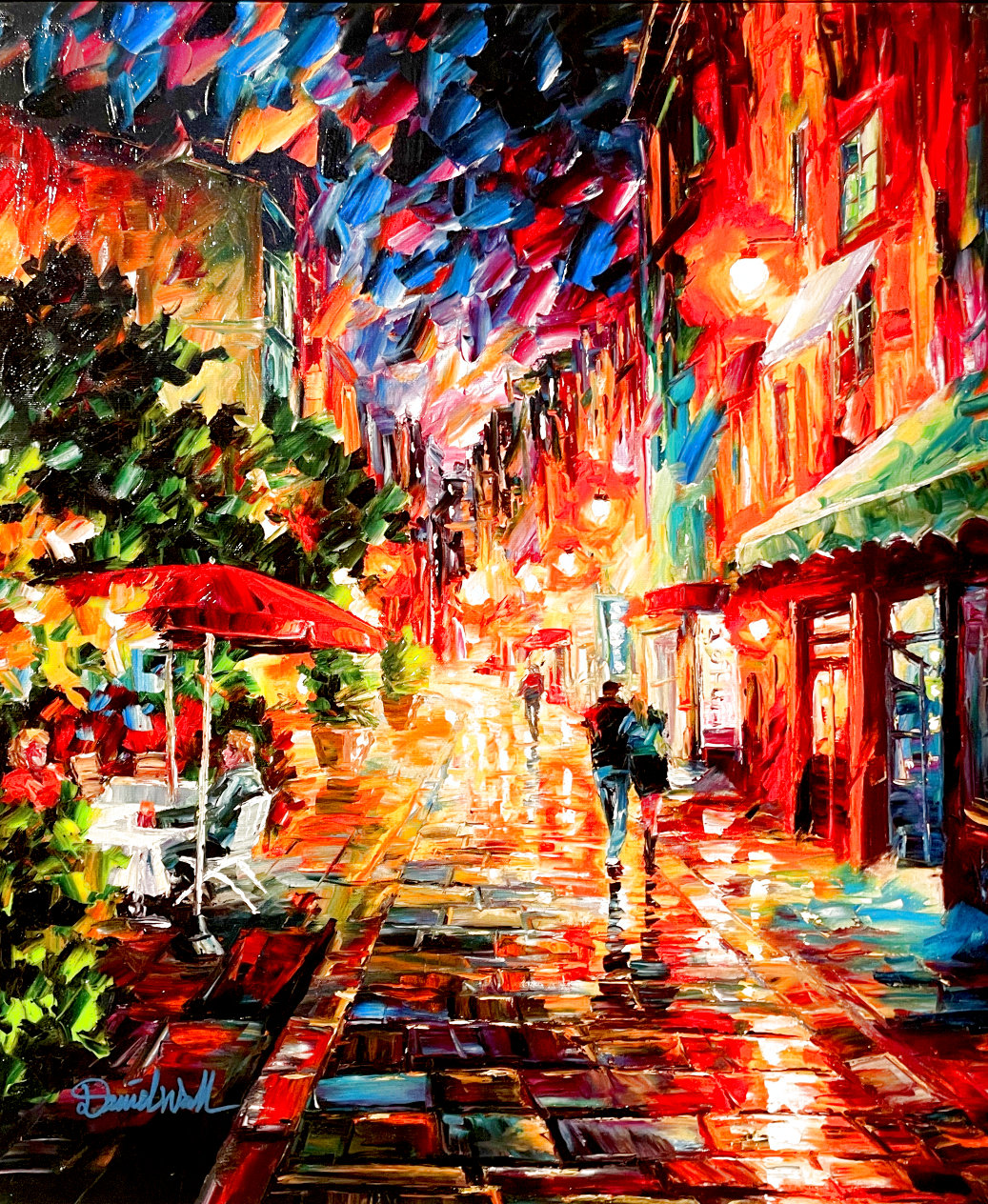 A Romantic Alley 2014 Embellished Giclee on Canvas 24x19 by Daniel Wall ...