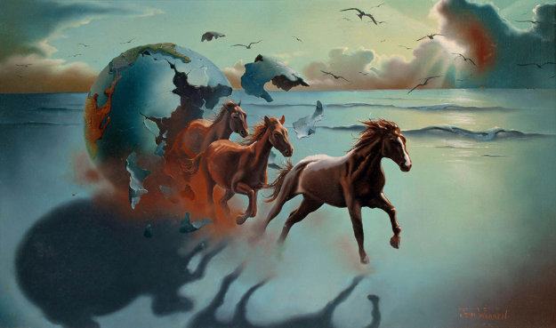 Running Wild 1977 Oil on Canvas 14x24 by Jim Warren - For Sale on Art ...