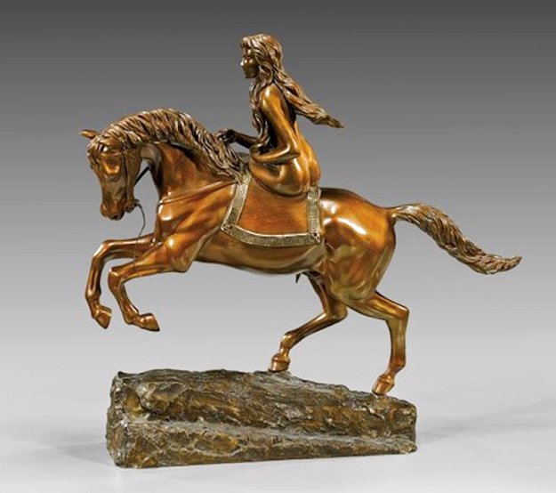 Lady Godiva Bronze Sculpture 1990 19 in by Felix de Weldon - For Sale ...