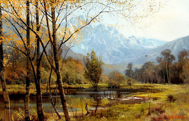 Mountains and Stream 1970 Landscape by Albert Whitlock - For Sale on ...