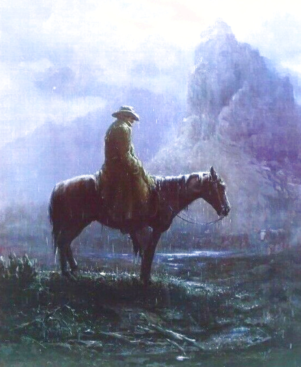 Spring Rain 1985 Limited Edition Print 24x20 by Olaf Wieghorst - For ...