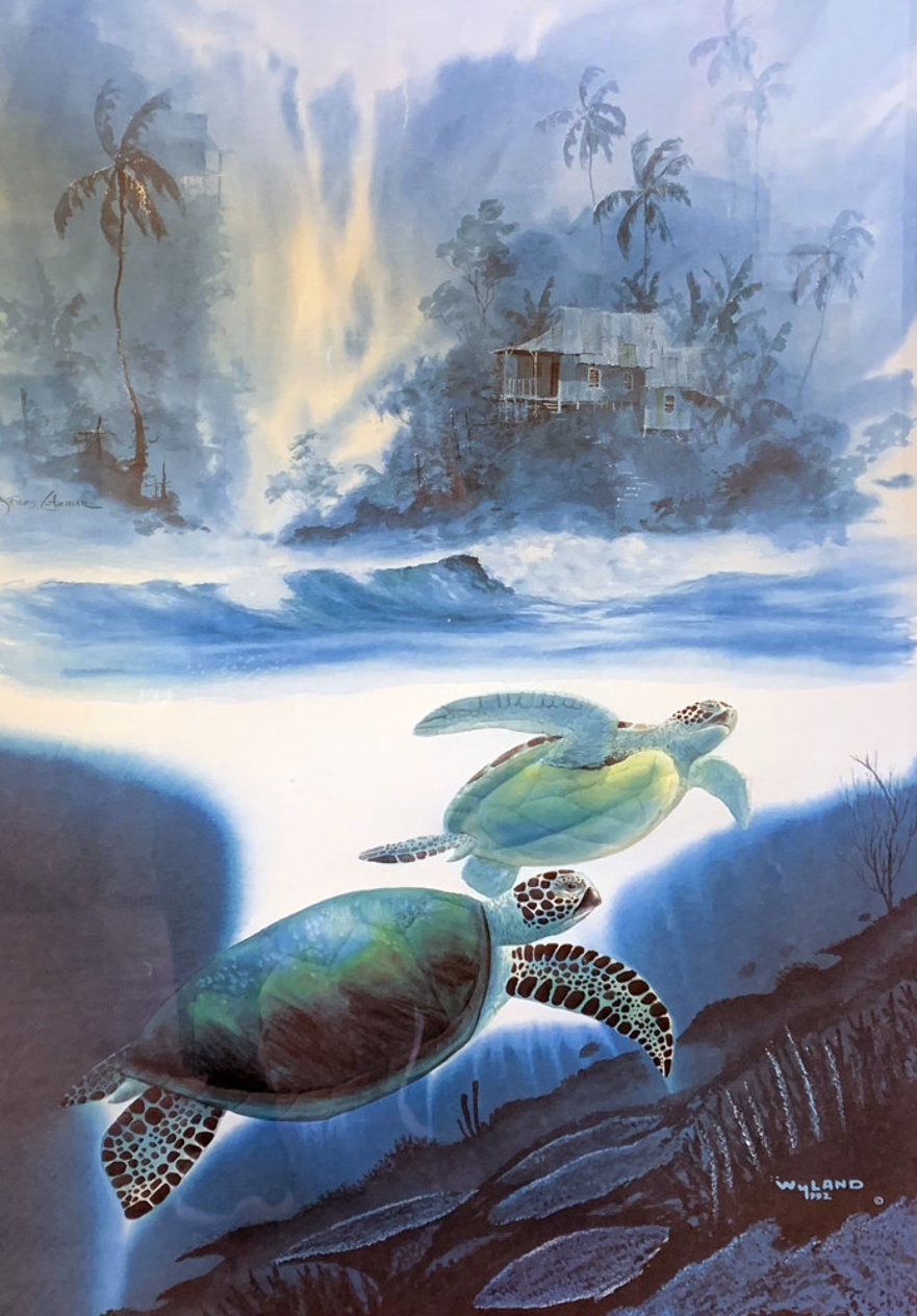 natural world, nature, sea turtles swimming in ocean by Robert Wyland ...