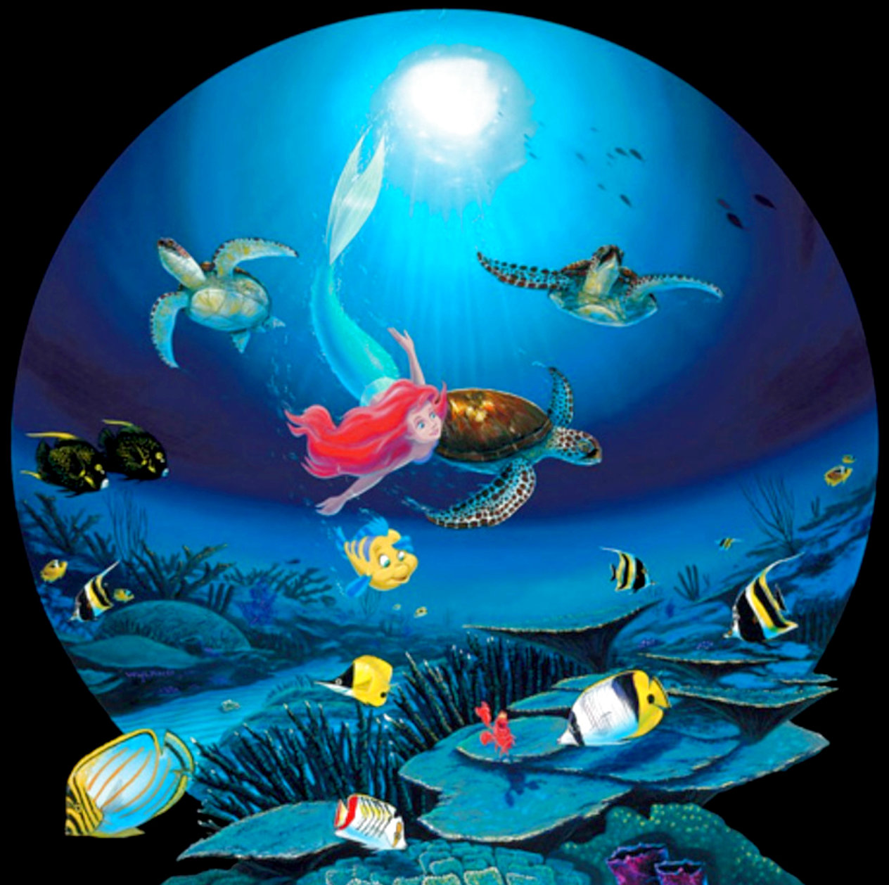 Ariel's Turtle Flight 2002 Limited Edition Giclee on Canvas by Robert Wyland - For Sale on Art ...