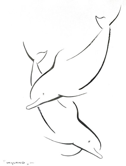 Dolphins 2002 Sumi-e Brush Art by Robert Wyland - For Sale on Art Brokerage