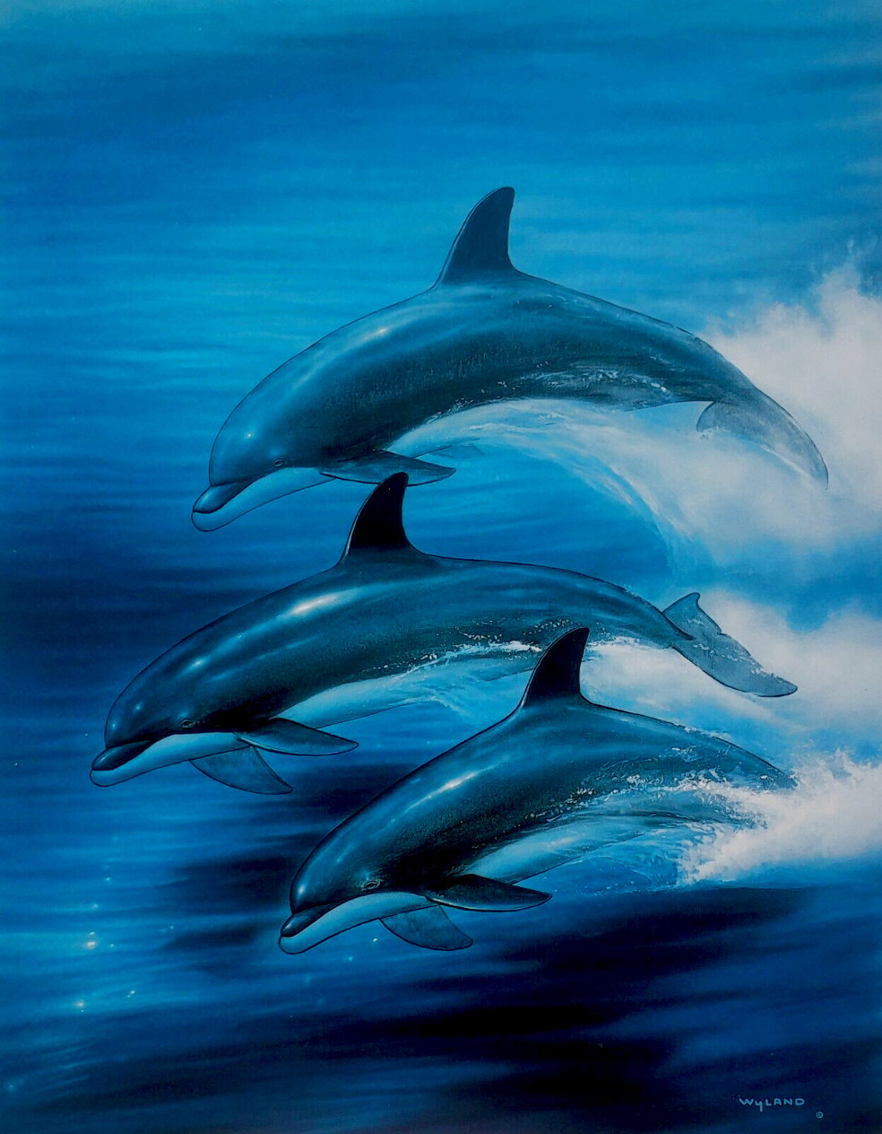 Dolphin Trio AP 2001 Limited Edition Embellished Giclee on Canvas by ...