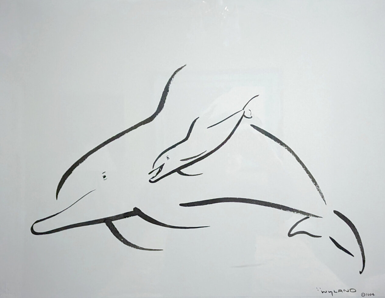 Dolphin and Baby 2004 Chinese Sumi-e by Robert Wyland - For Sale on Art ...