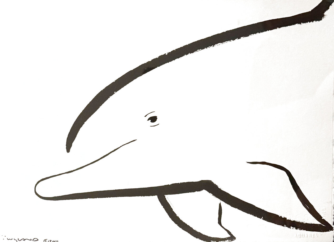 Dolphin 2011 Framed Sumi-e Brush Art 12x15 by Robert Wyland - For Sale ...