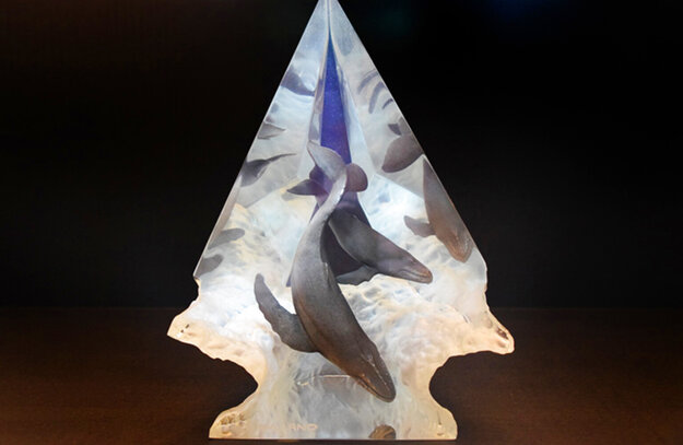 Light of Dolphins AP 2002 Limited Edition Acrylic and Bronze Sculpture ...